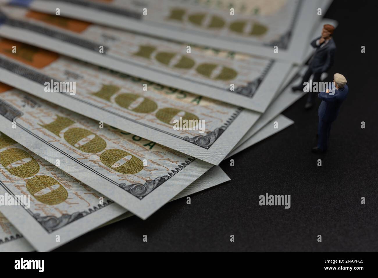 Business, Money, Finance and Information Concept. Two businessman ...