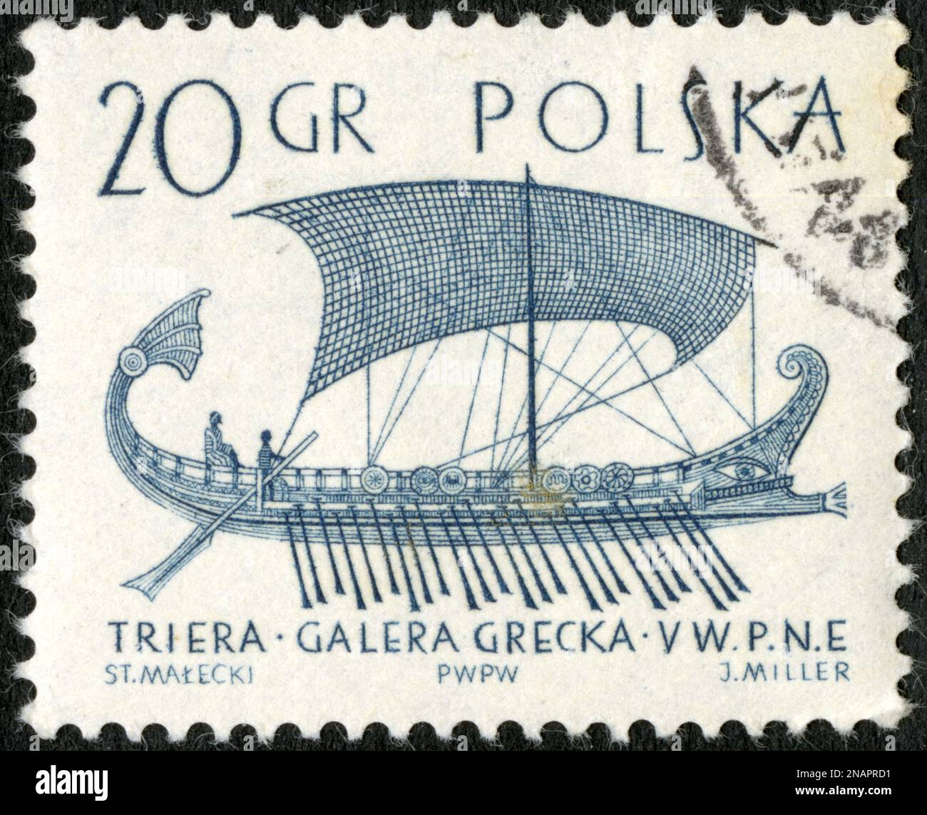 TIMBRE OBLITÉRÉ POLSKA. TRIERA. GALERA GRECKA. V WIEK P.N.E. 20 GR ...