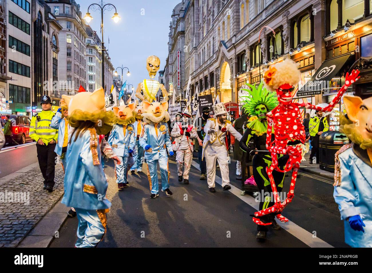 Dancing pigs and death, Supporters of WikiLeaks founder Julian Assange ...