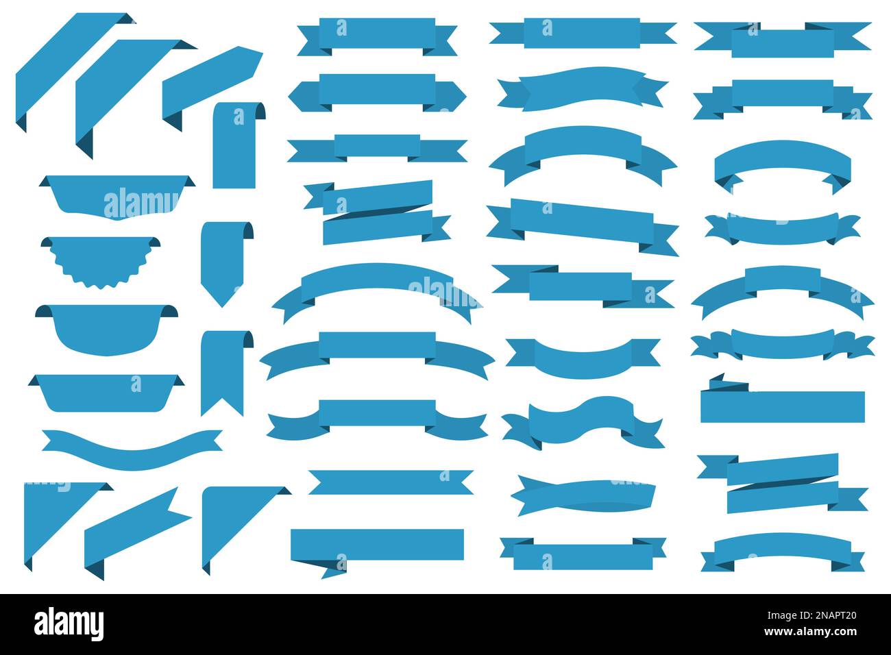 Set of blue ribbons banners on a white background Stock Vector Image ...