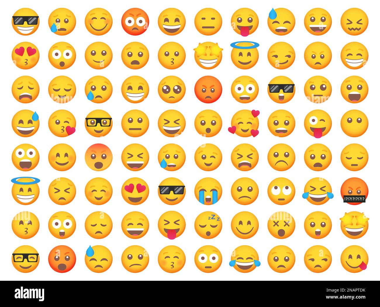 Big set of emoticon smile icons. Cartoon emoji set. Vector emoticon set ...