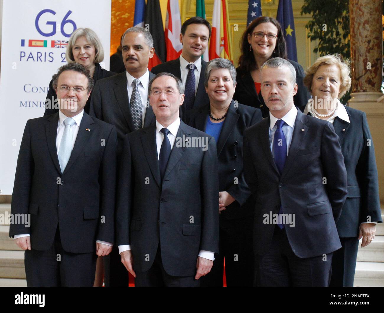 Interior ministers gather for a group photograph during a G6 meeting at ...