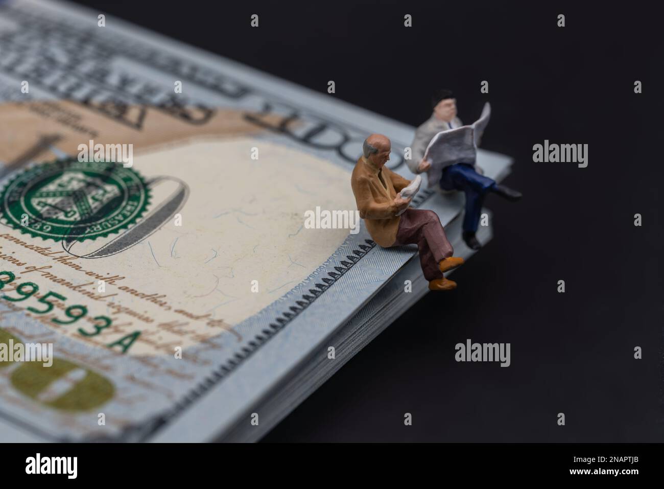 Business, Money, Finance and Information Concept. Two businessman ...