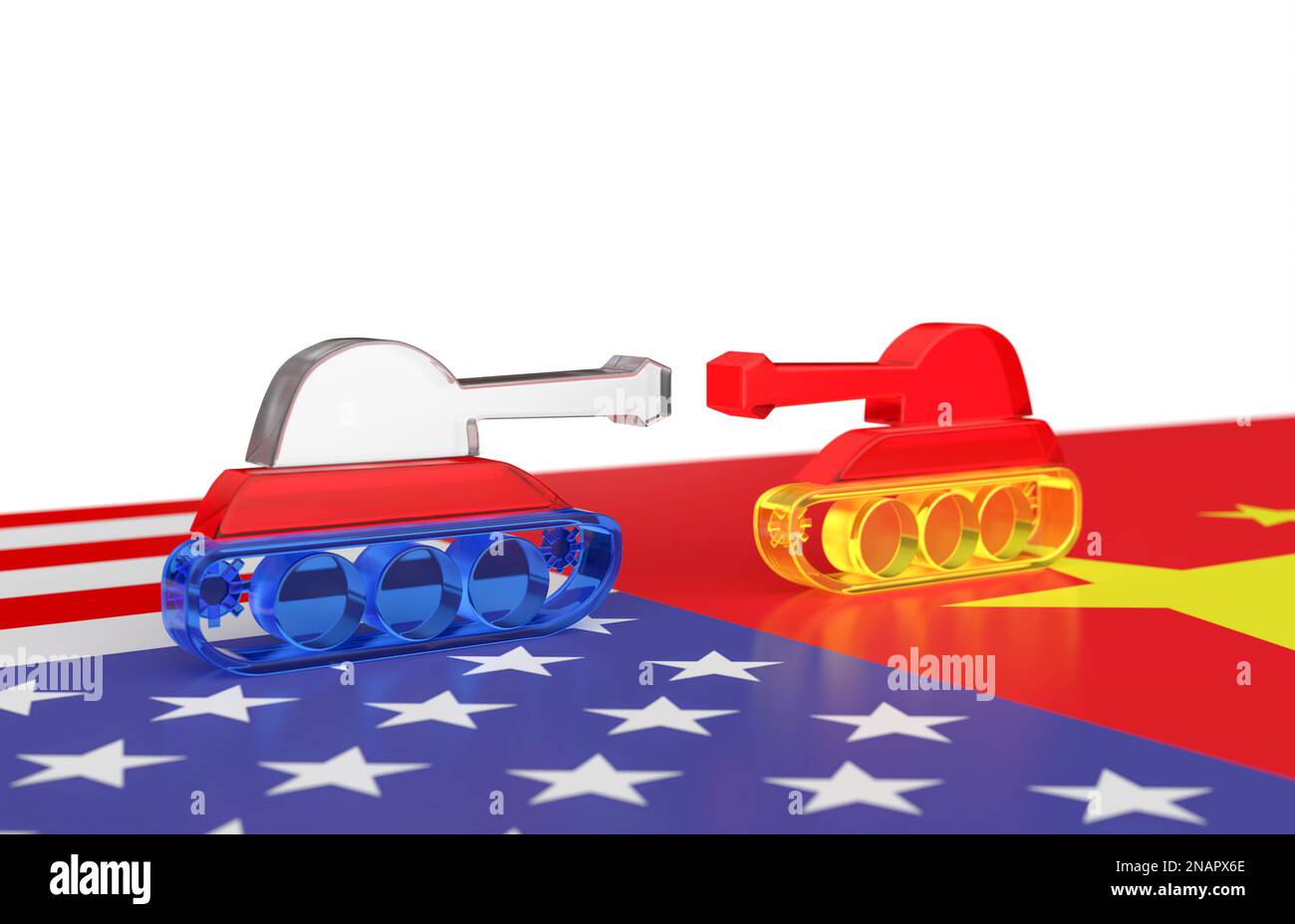 3d render battle tank of united states and china facing each other ...