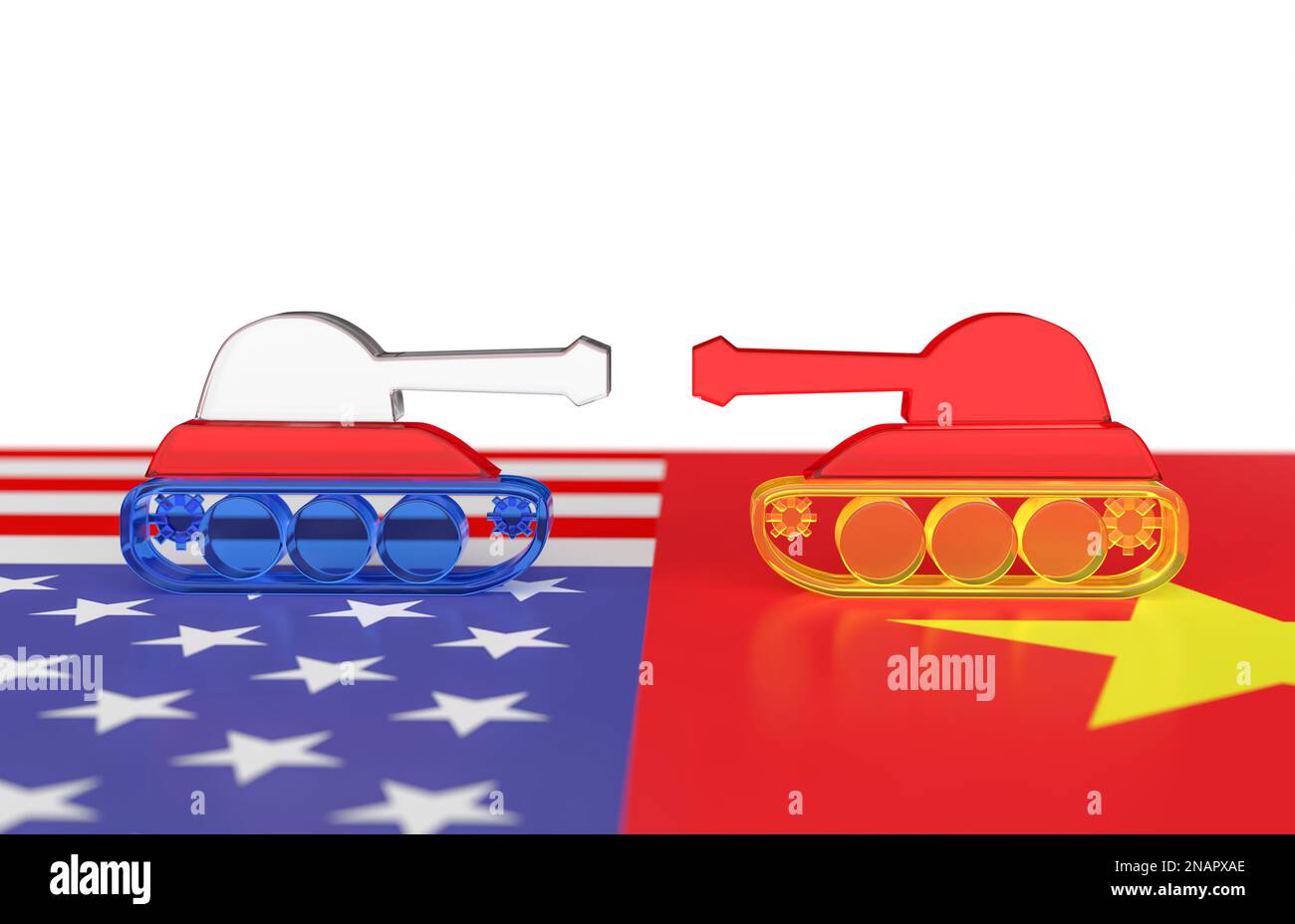 3d render battle tank of united states and china facing each other ...