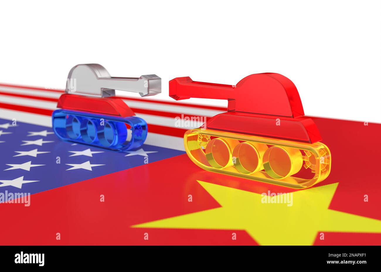 3d render battle tank of united states and china facing each other ...