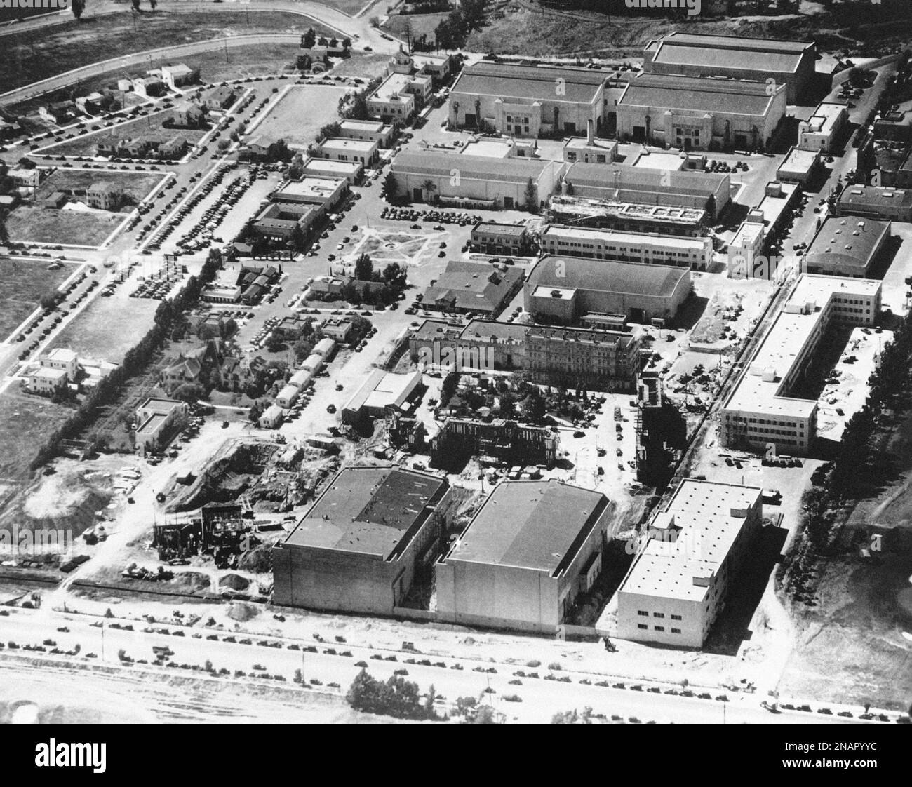 Aerial view of the southern end of the 20th Century-Fox studio on the ...