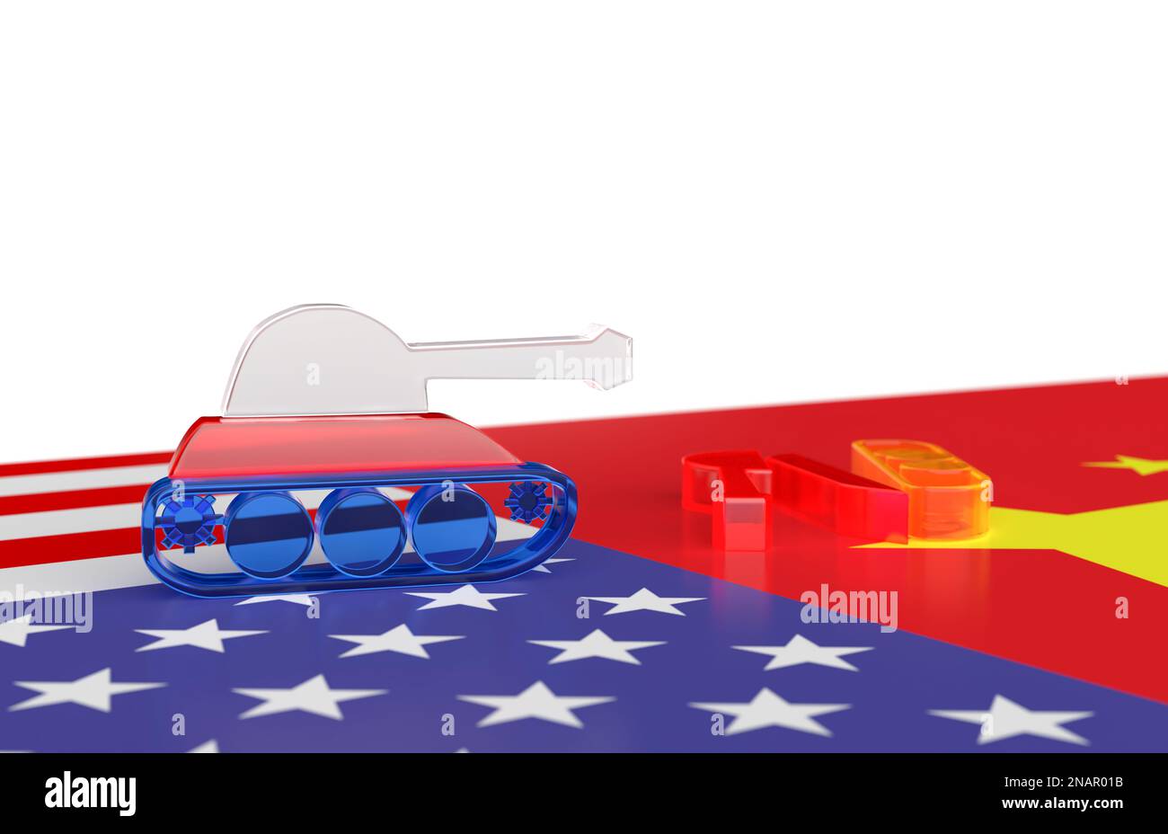 3d render battle tank of united states and china facing each other ...