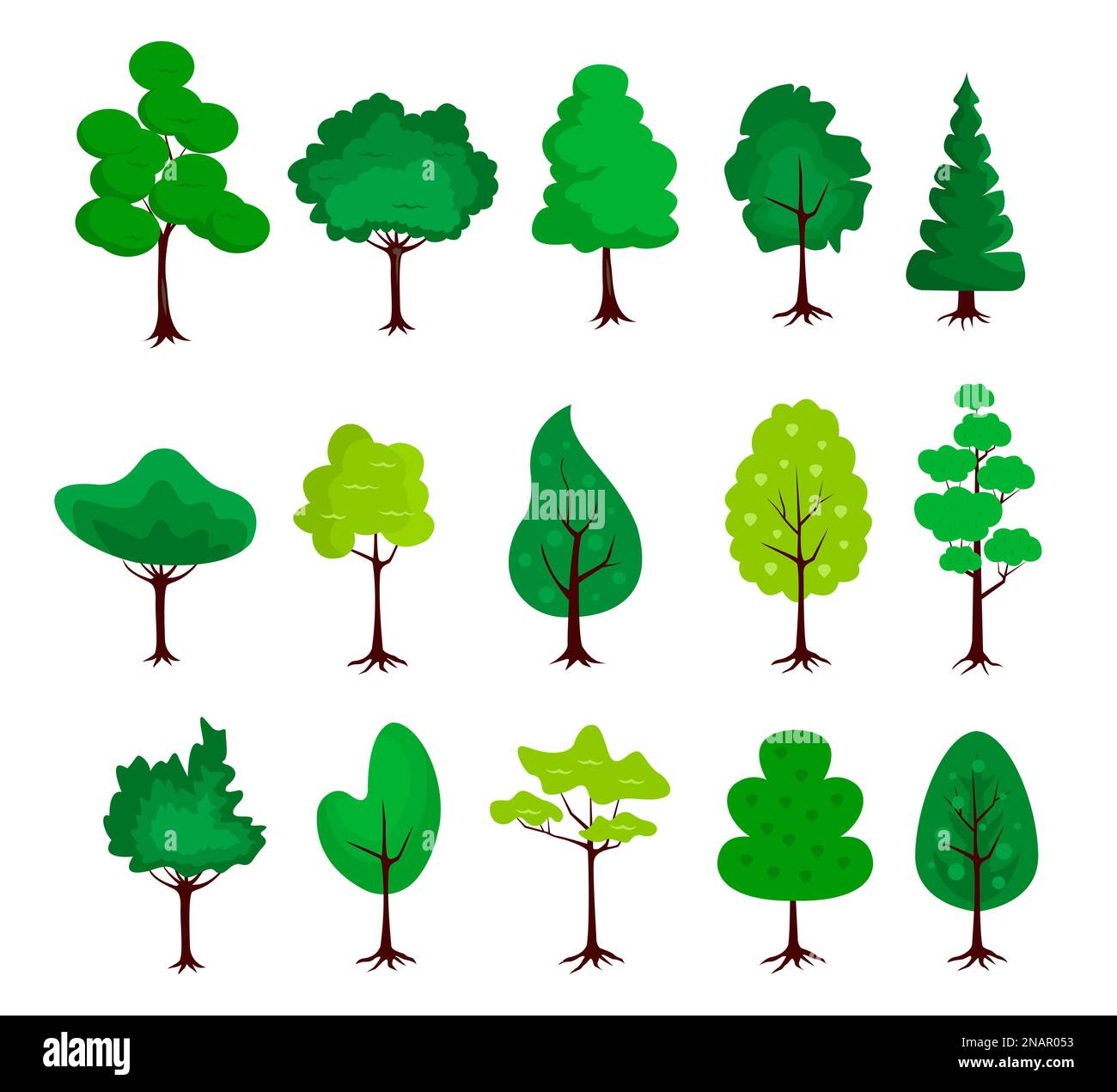 Big set of trees icons in a flat design on a white background Stock ...