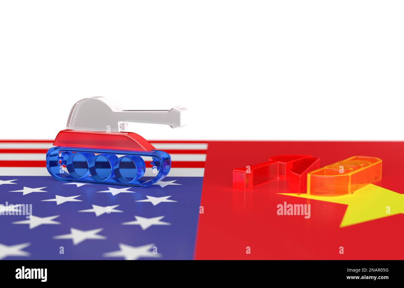 3d render battle tank of united states and china facing each other ...