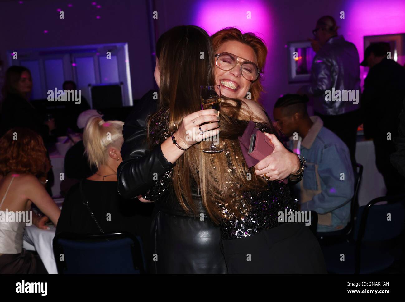 Maria Sur, from Ukraine, and to the right Susanne Bertlin, celebrates ...