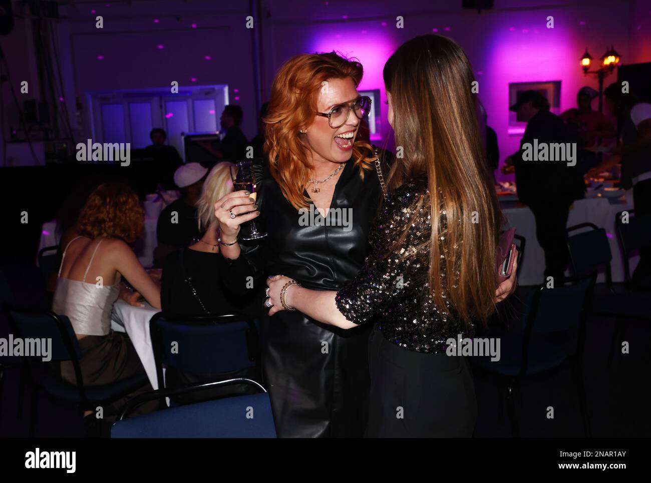 Maria Sur, from Ukraine, and to the left Susanne Bertlin, celebrates ...