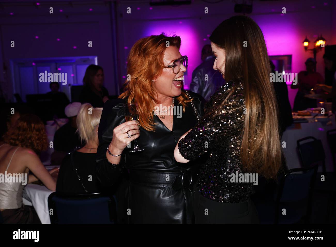 Maria Sur, from Ukraine, and to the left Susanne Bertlin, celebrates ...