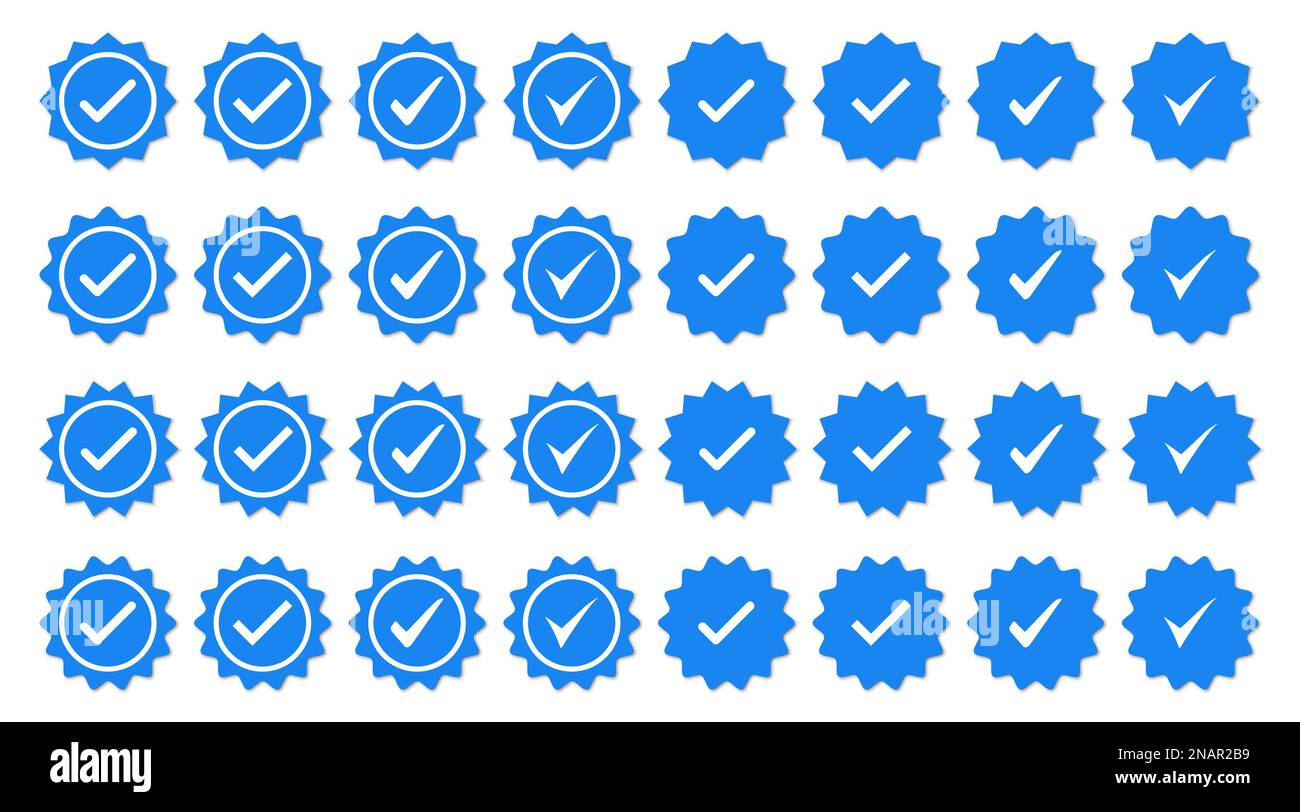 Set of blue check mark badge icons. Profile verification icons Stock Vector Image & Art - Alamy