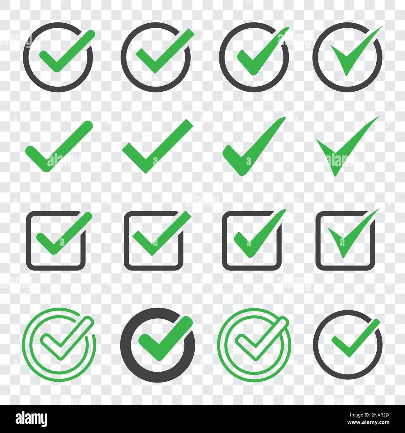 Set of check mark icon on a transparent background Stock Vector Image ...