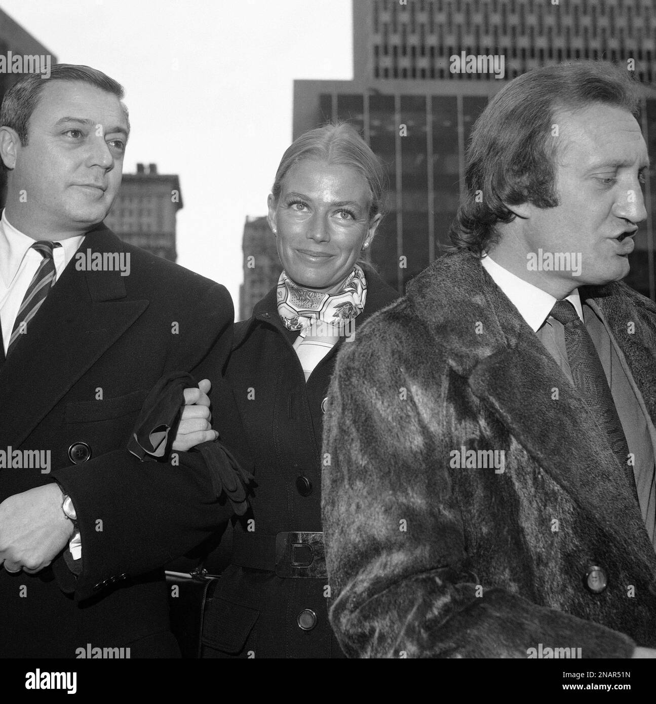 Danish Baroness Nina van Pallandt is escorted by her attorney Richard ...