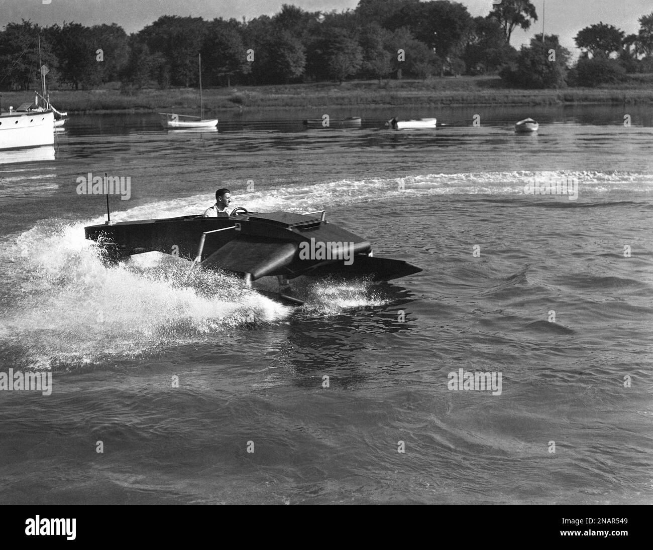 A pontoon hydroplane, a new type safety boat, invented by Simeon Lake ...