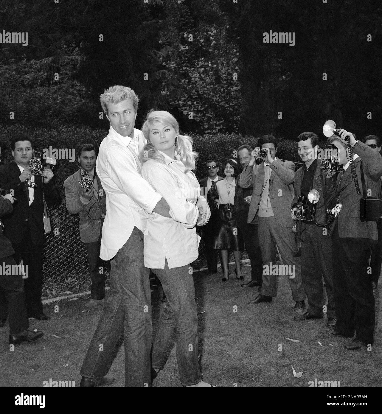 Swedish-born actress Anita Ekberg and her Austrian-born American actor ...