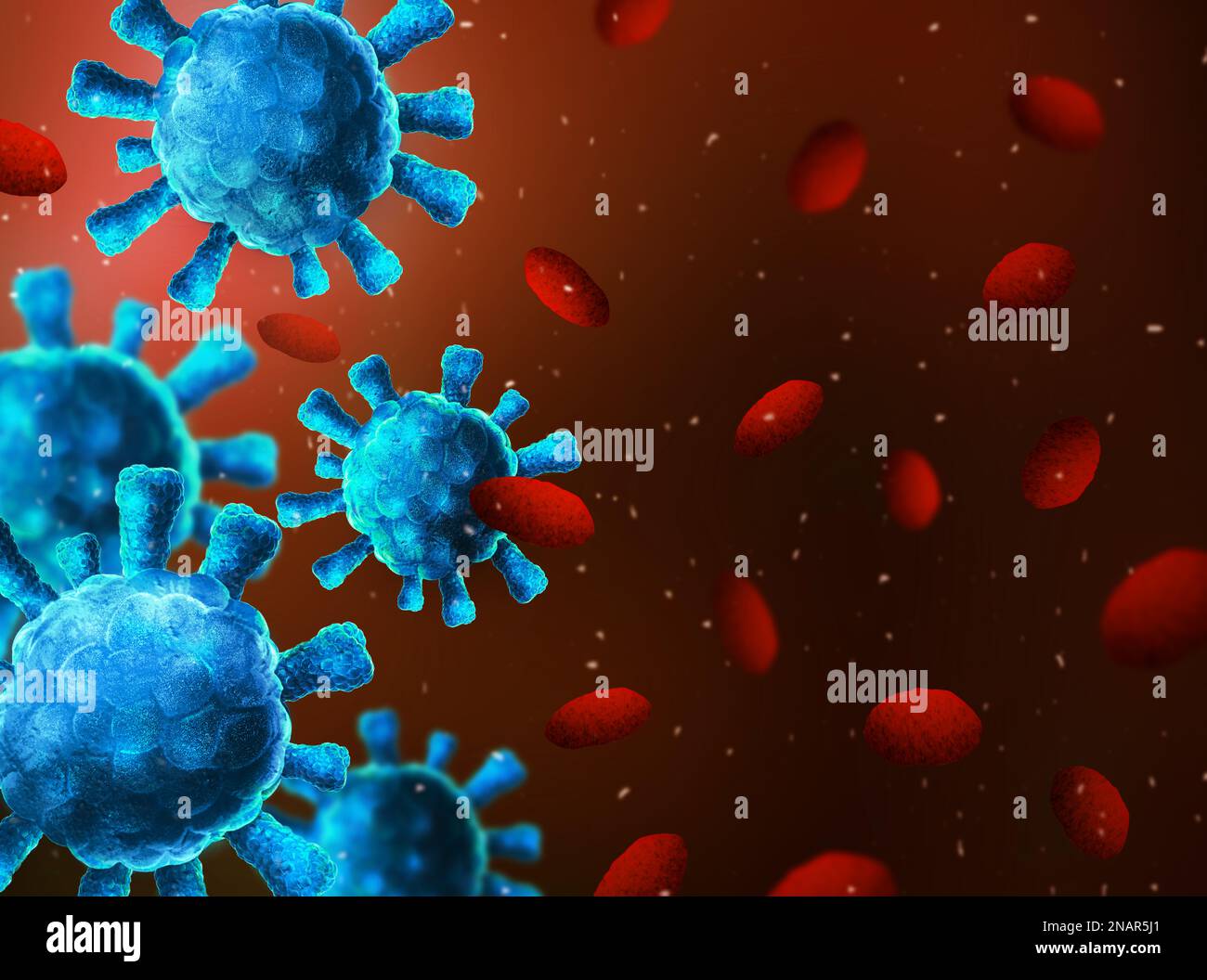 Dangerous virus under microscope, illustration. Laboratory research ...