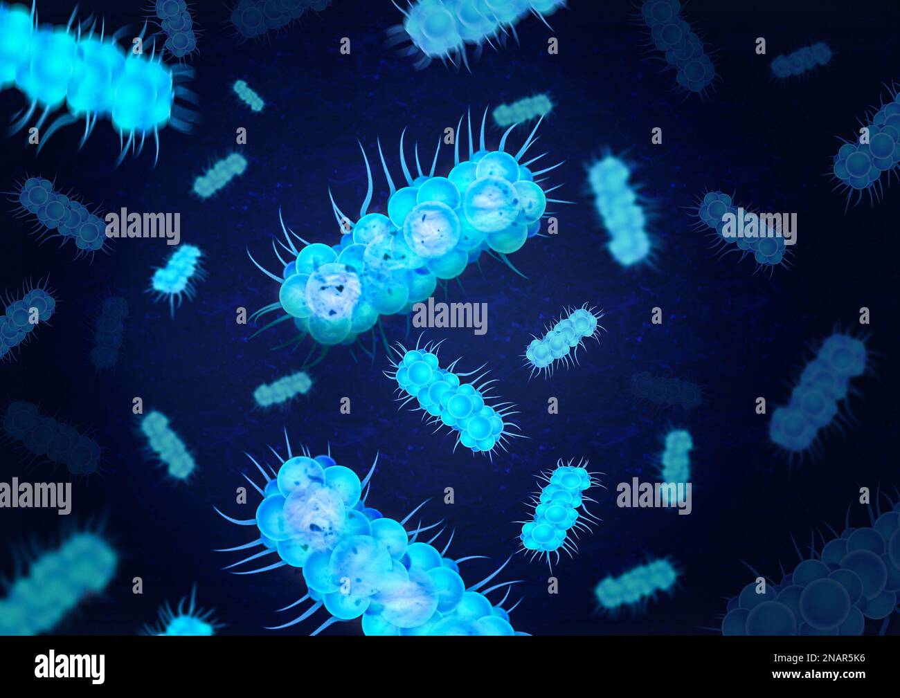Bacteria colony under microscope, illustration. Laboratory research Stock Photo - Alamy