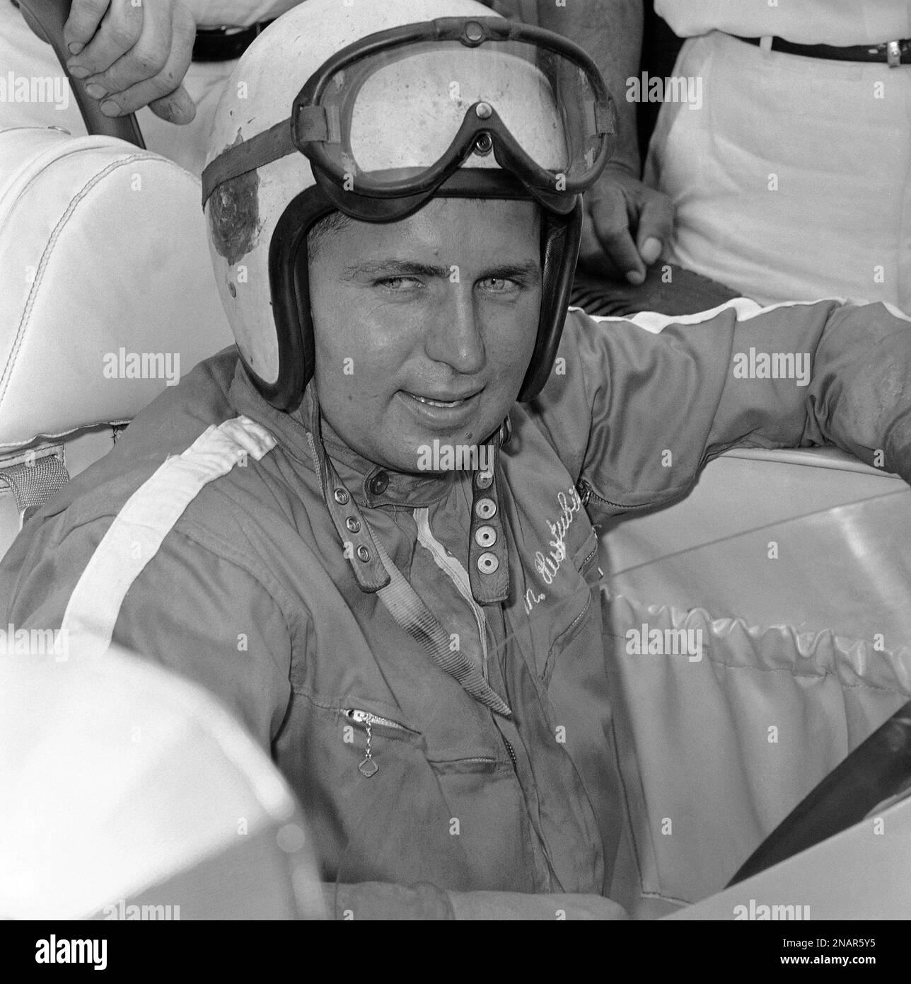 Race car driver Jim Hurtubise, of Lennox, Calif., after qualifying at ...