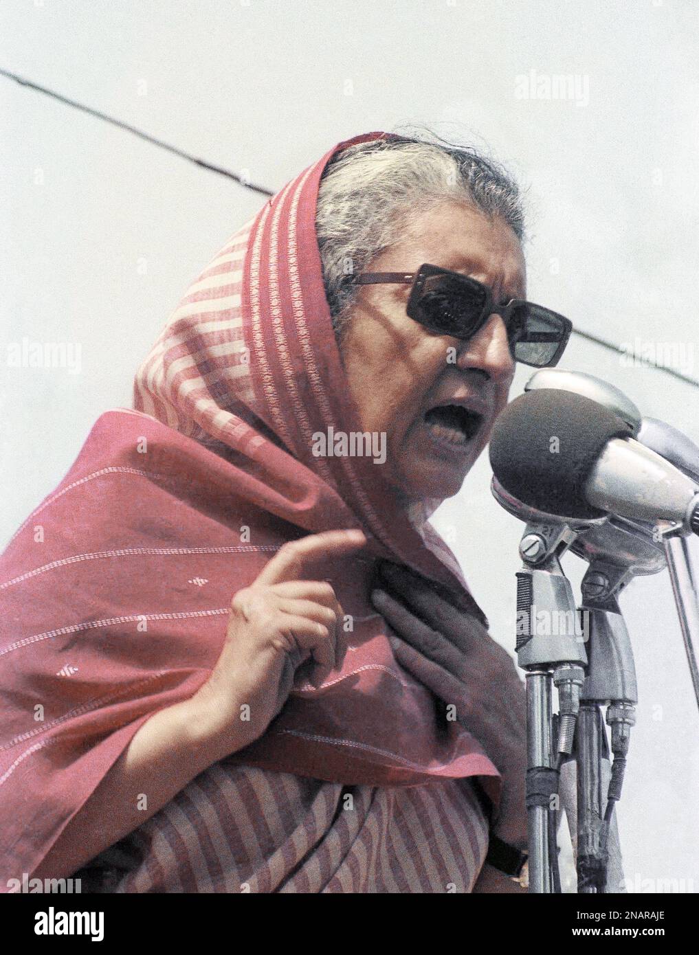 Indian Prime Minister Indira Gandhi addressing a crowd in Delhi on ...