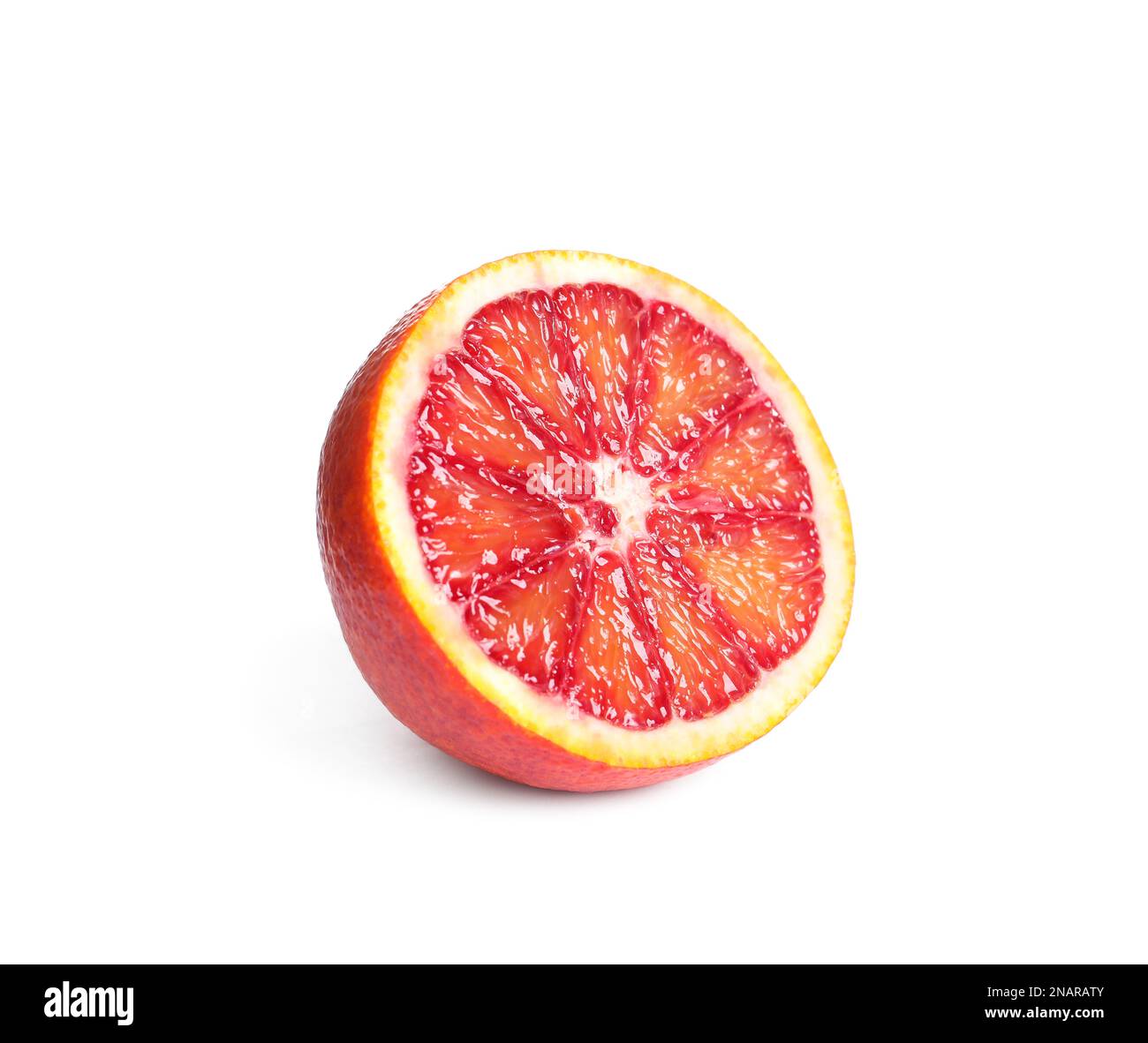Cut ripe red orange isolated on white Stock Photo - Alamy
