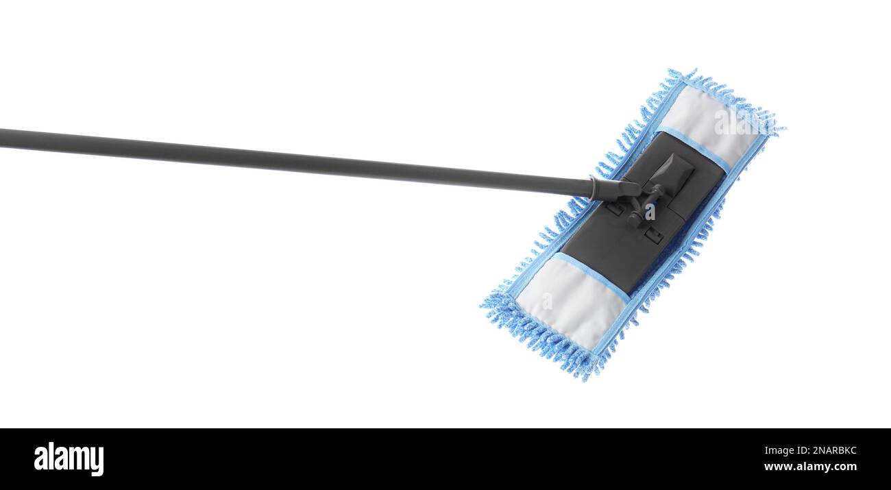 Blue mop isolated on white. Cleaning service Stock Photo - Alamy