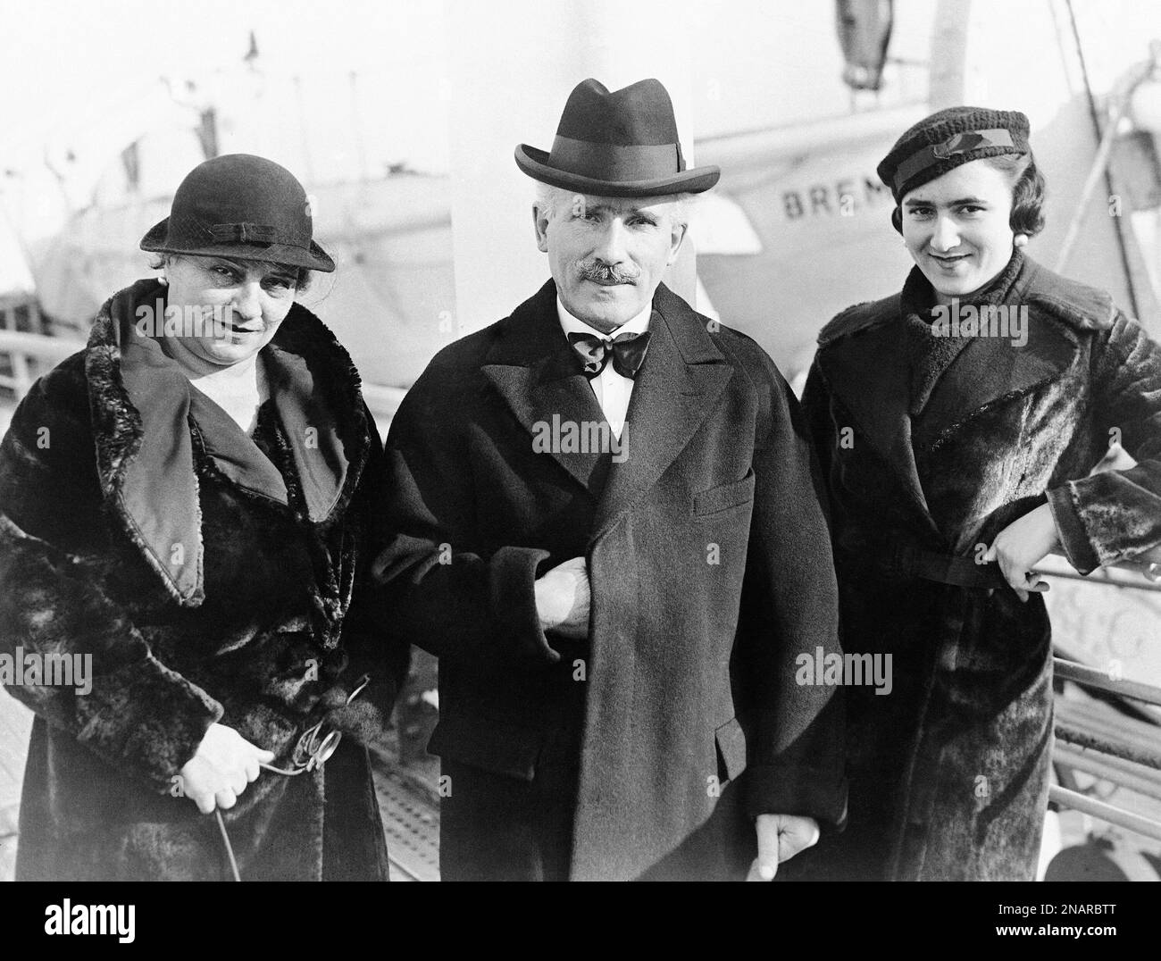 Italian conductor Arturo Toscanini with his wife Carla Toscanini, left ...