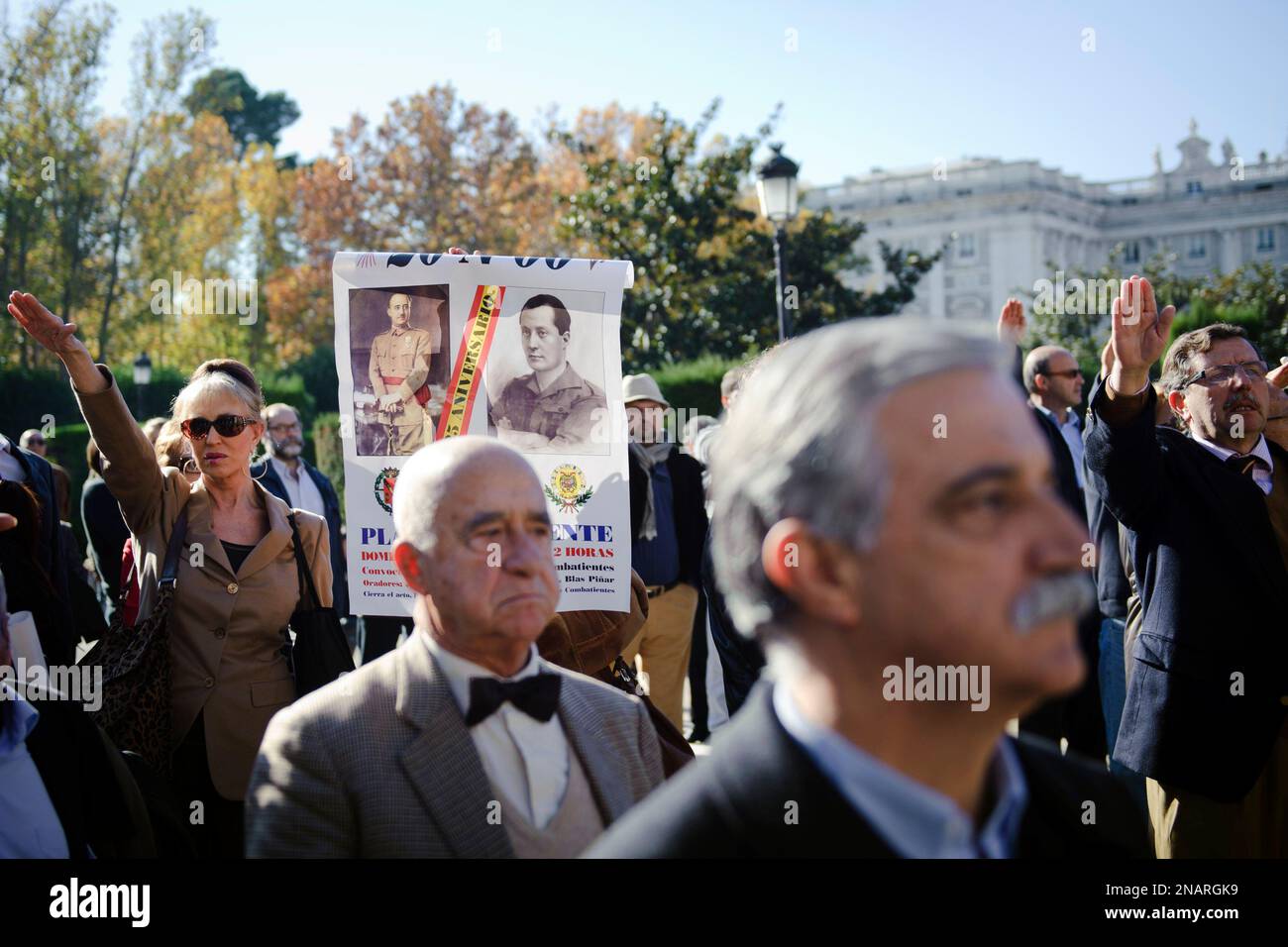 Ultra right wing demonstrators make stiff-armed fascist salutes and ...