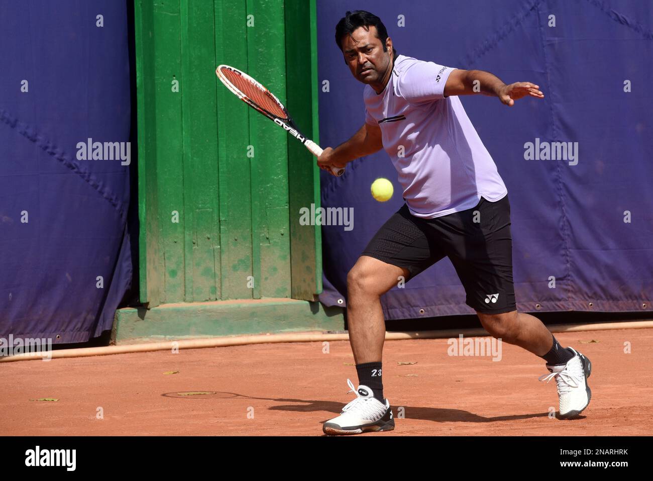 Kolkata, India. 12th Feb, 2023. Indian Tennis player Leander Paes plays ...