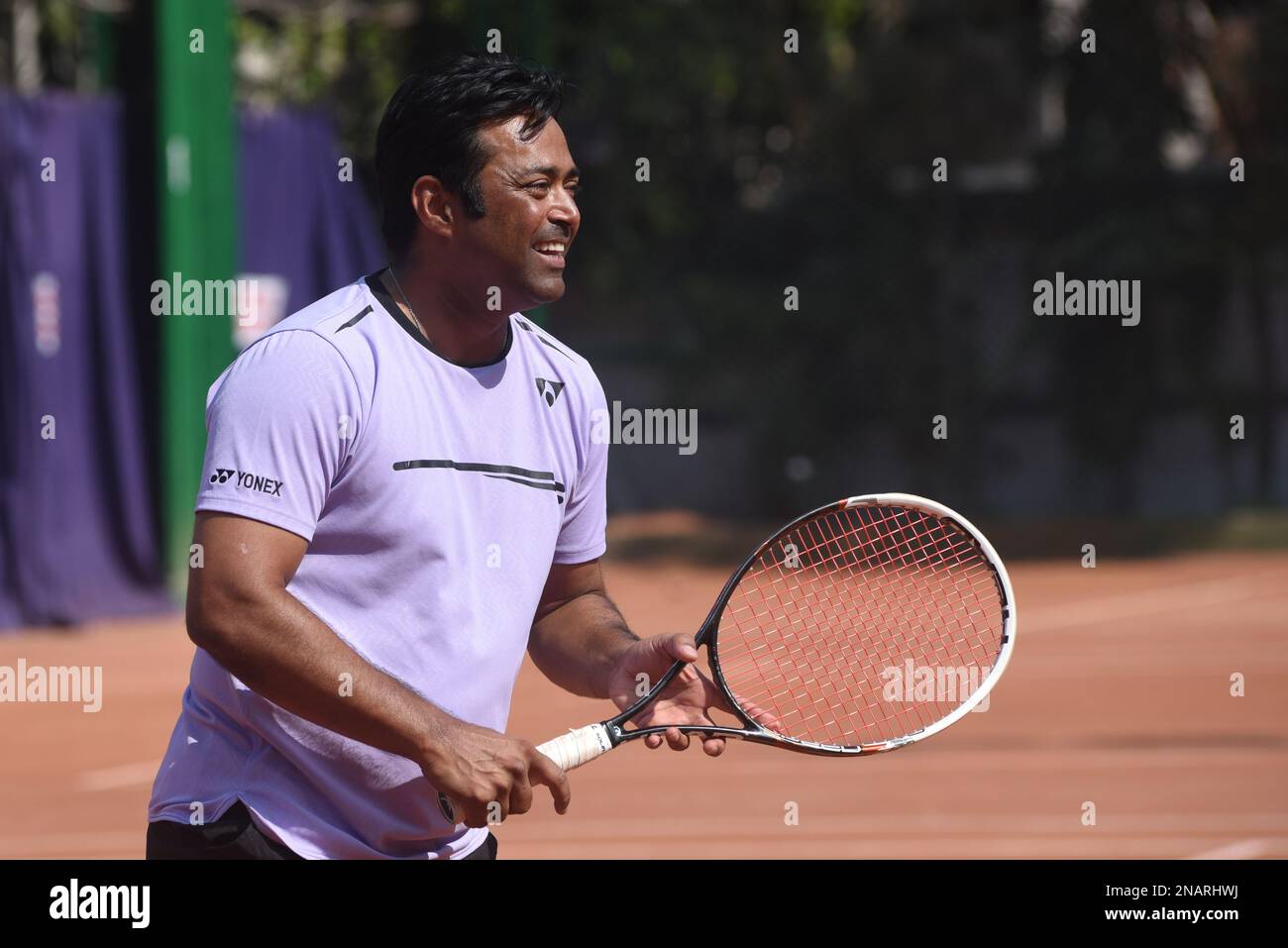 Kolkata, India. 12th Feb, 2023. Indian Tennis player Leander Paes plays an Exhibition Tennis ...