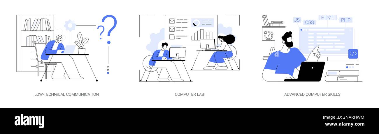 Computer skills requirement abstract concept vector illustrations Stock ...
