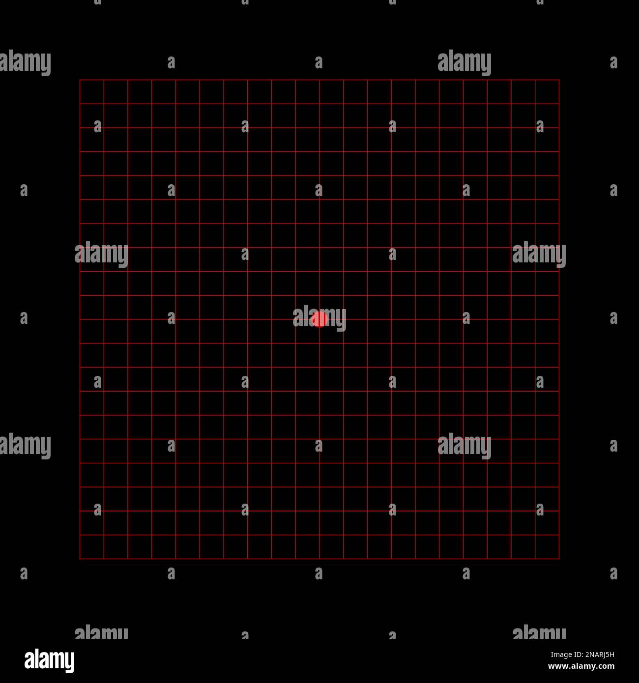 Amsler Grid With Red Squares On Black Background Template Of Graphic Test To Monitoring Visual