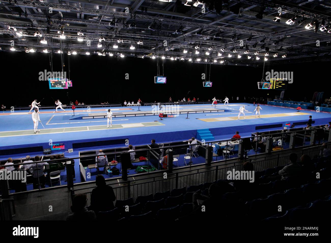 General view of men's foil individual matches at the Fencing ...