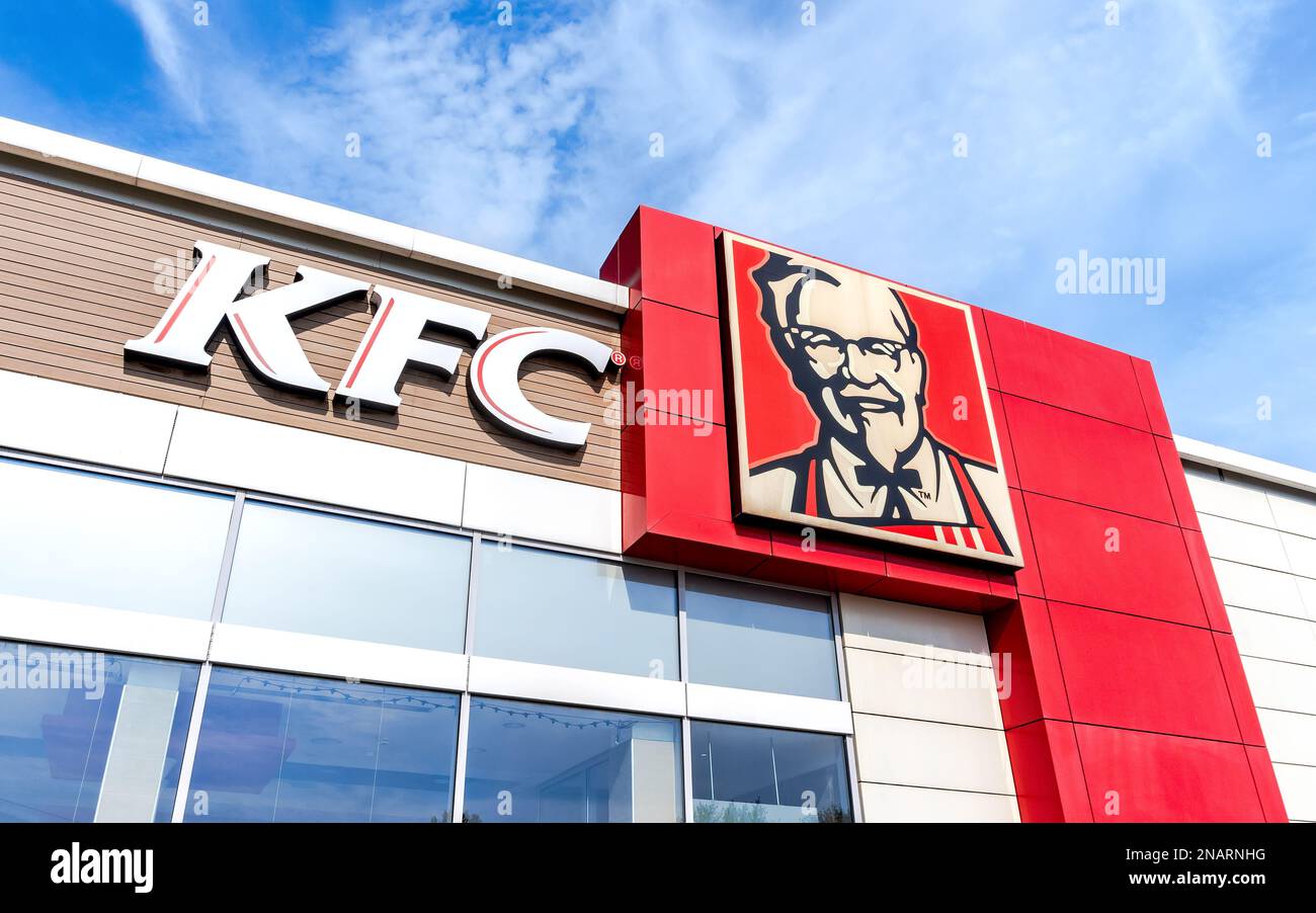Samara, Russia - August 28, 2022: KFC fast food restaurant logo ...