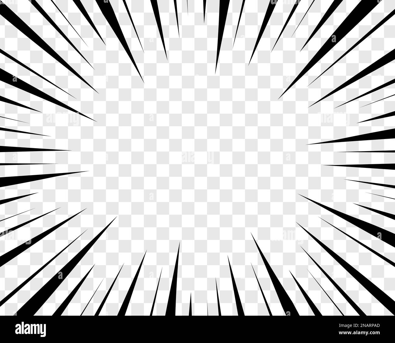 Manga book page template. Comic emphasis design. Radial black lines on ...