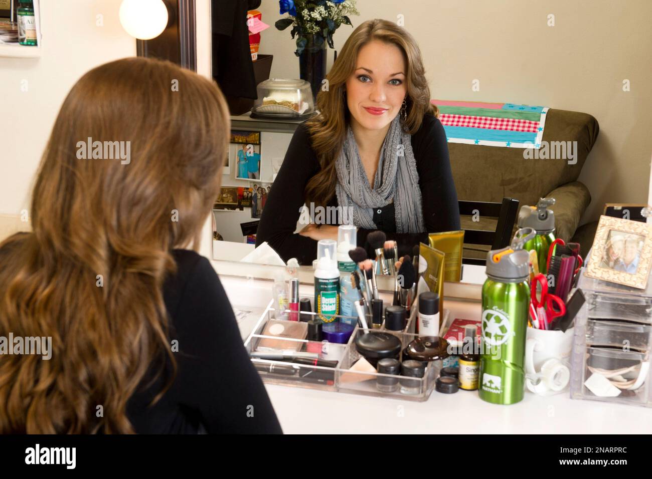 Laura Osnes poses for a portrait in her dressing room at the Gerald ...