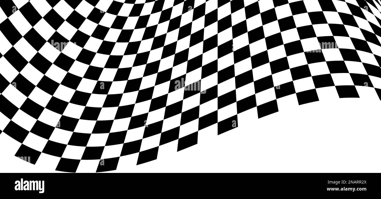 Waving race flag background. Motocross, rally, sport car competition wallpaper. Warped black and ...