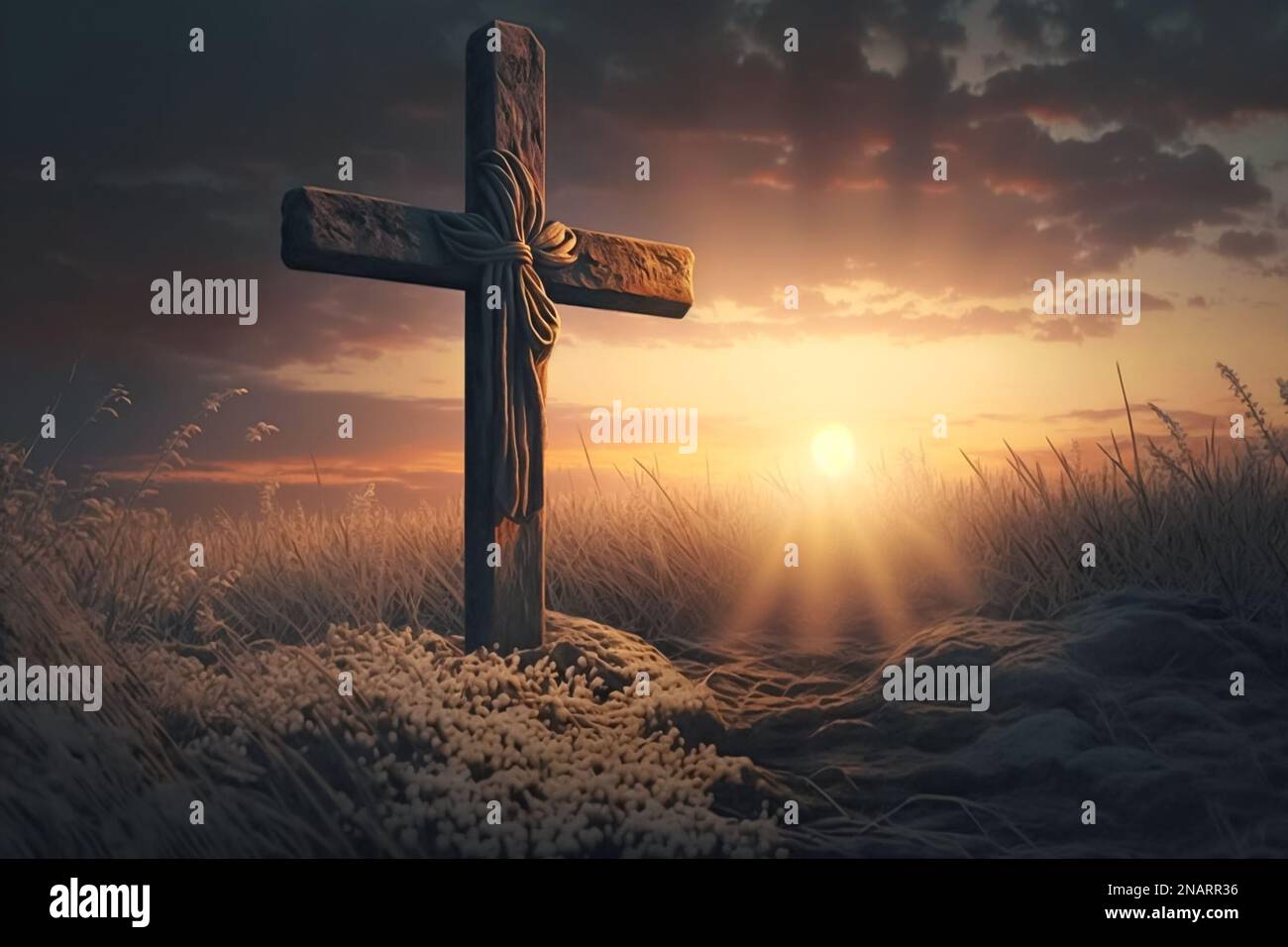 Jesus Christ Hangs on the Cross at Sunset Stock Photo - Alamy