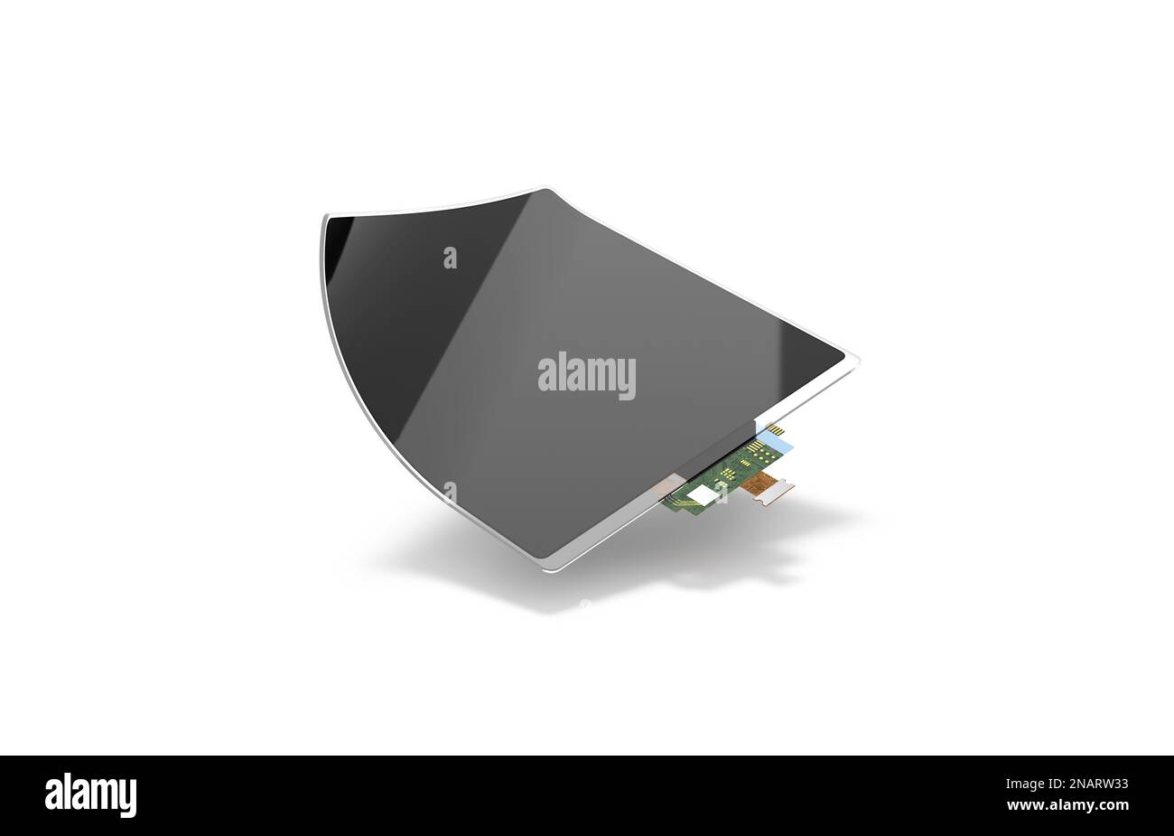 Blank black flexible folded wide rectangular display mockup, isolated ...