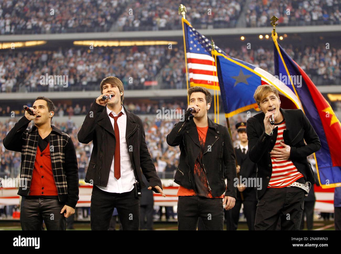 Members of the pop group Big Time Rush, from left, Carlos Pena Jr ...