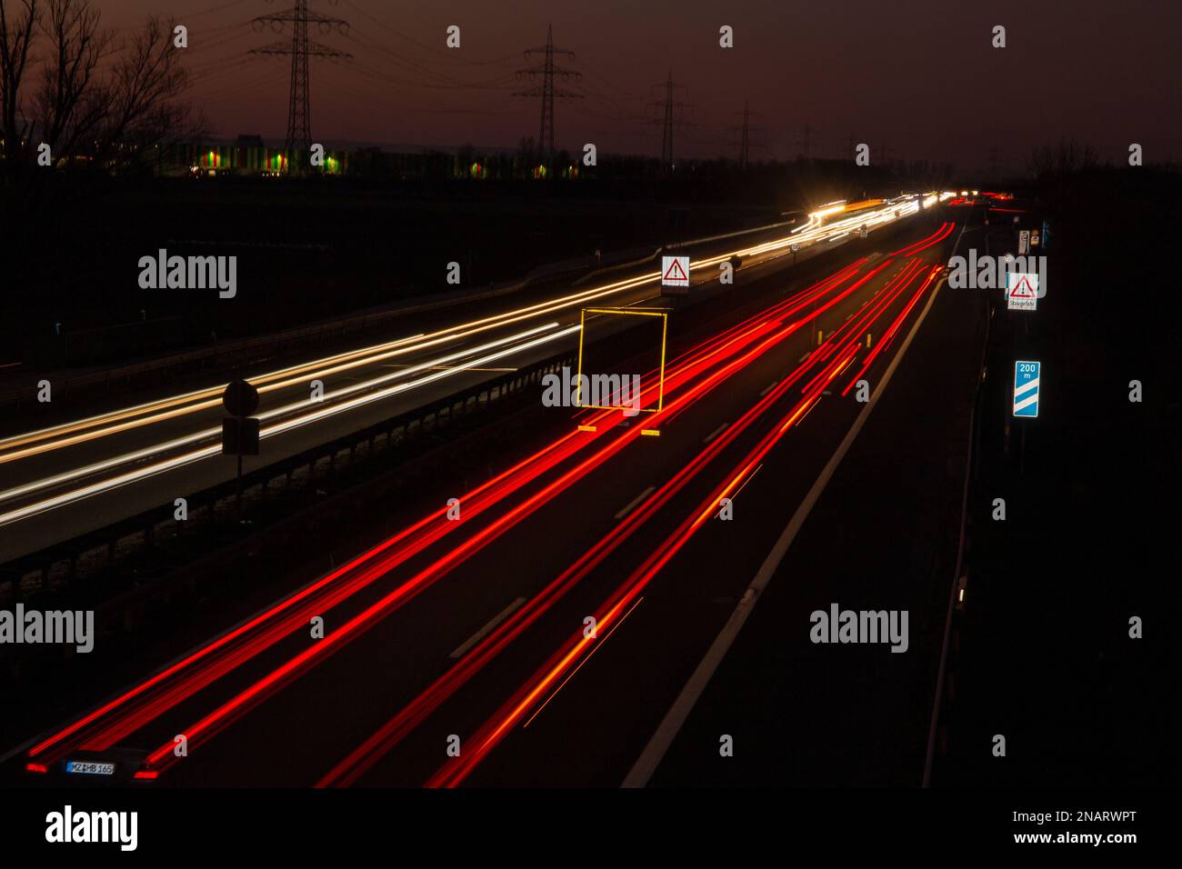 Motorway in Germany in the dark, photographed with long exposure Stock ...