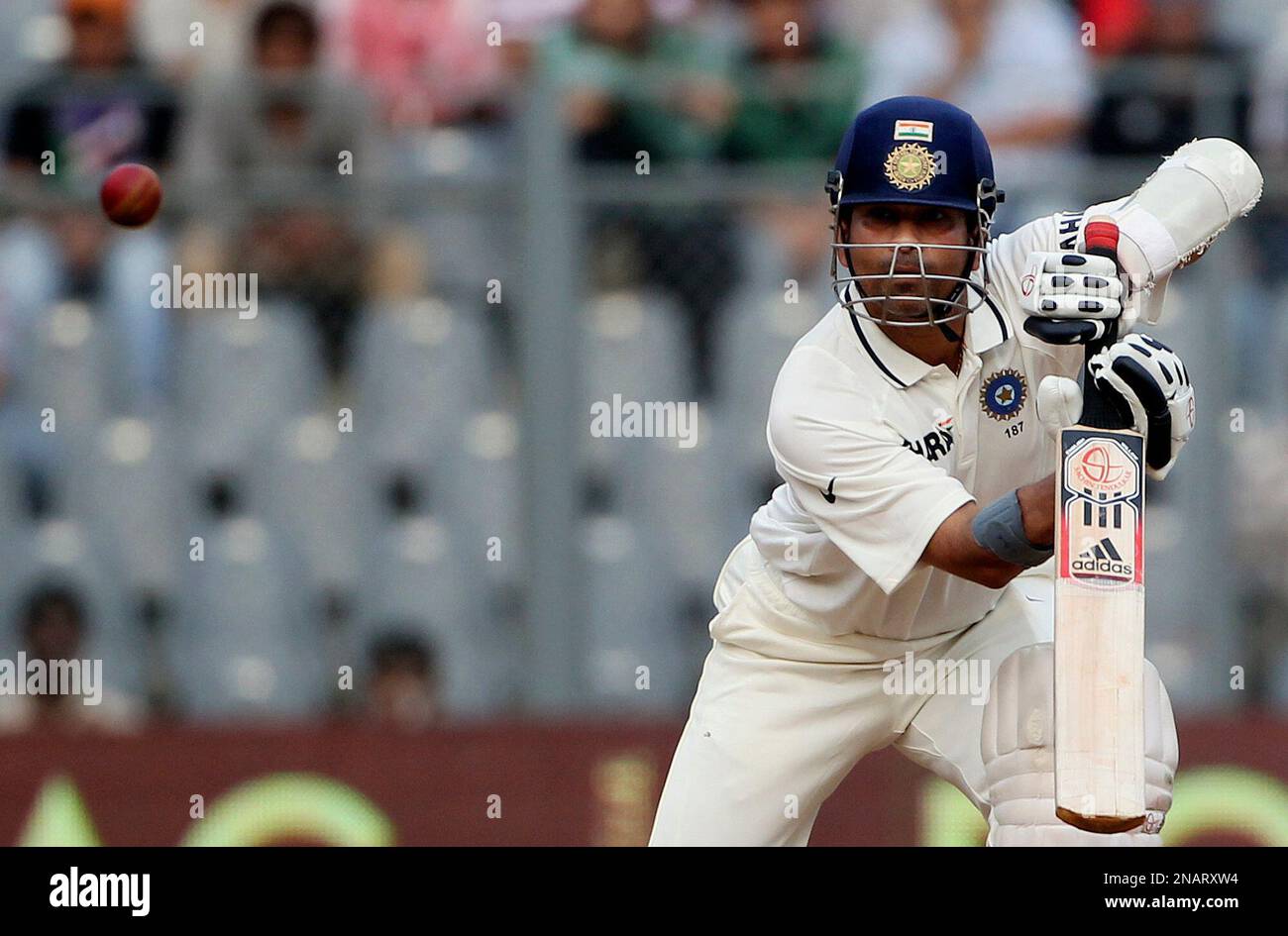 Indian cricketer Sachin Tendulkar bats during the third day of the ...