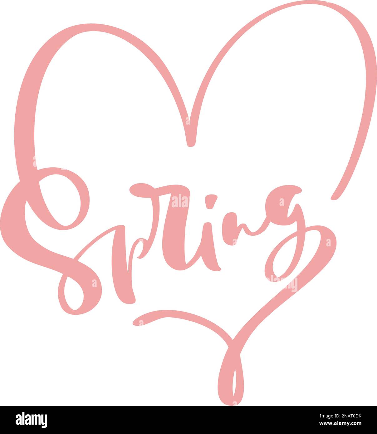 Vector illustration of spring text in heart isolated calligraphic word ...