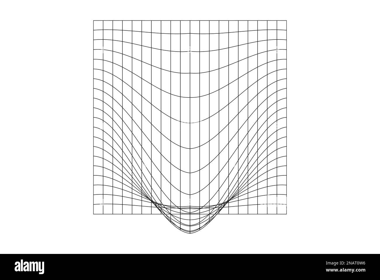 Distorted outline square grid. Warped mesh texture. Futuristic net with ...