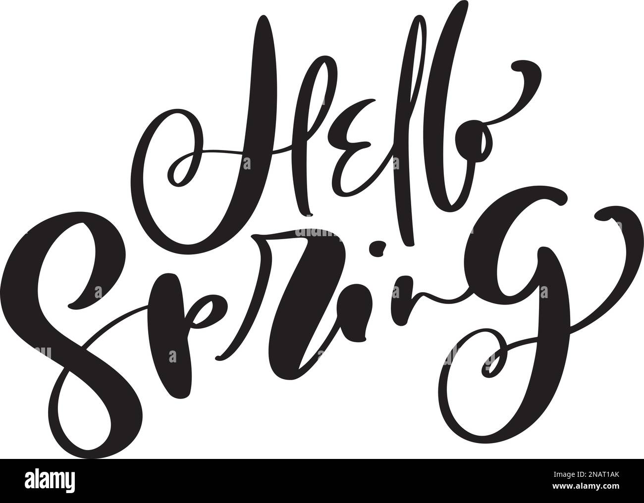 Vector hand drawn Hello spring text motivational and inspirational ...