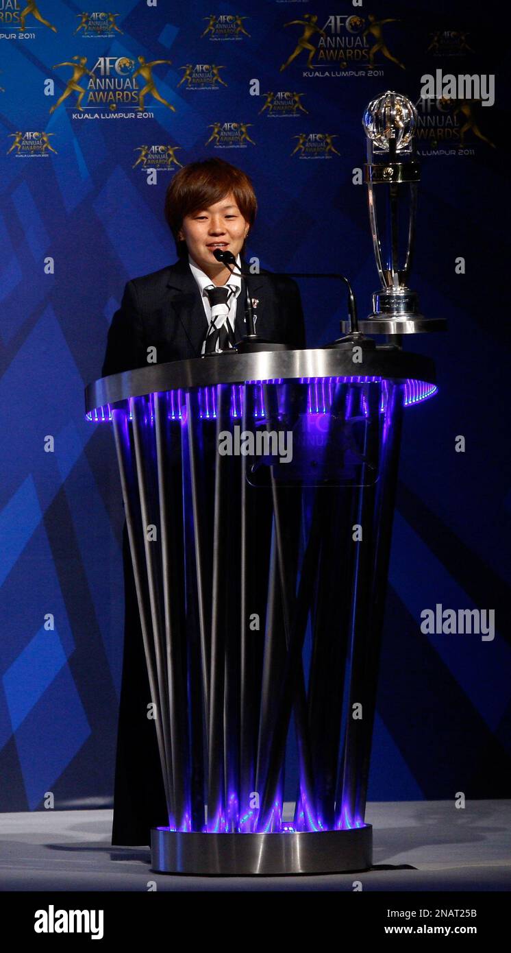 Japan's Aya Miyama, the winner of the Asian Football Confederation (AFC ...