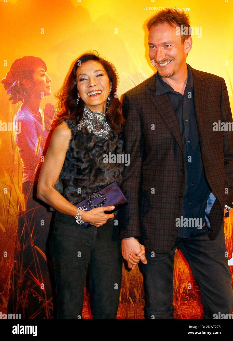 Actress Michele Yeoh and actor David Thewlis arrive for the screening ...