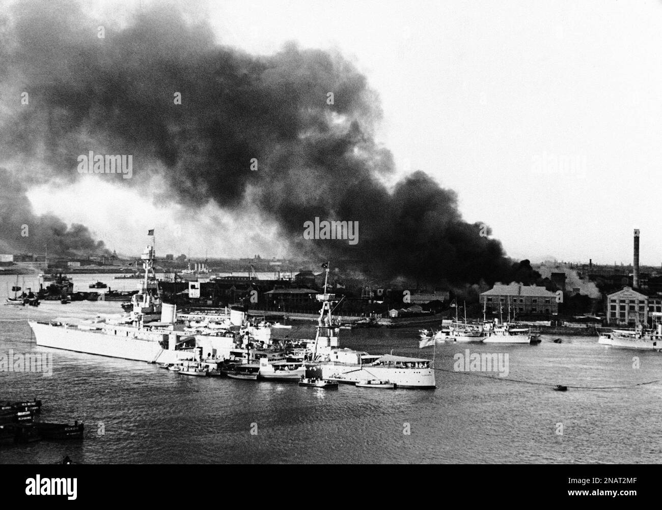 Successive bombing and shelling from sea and land caused great fires in ...